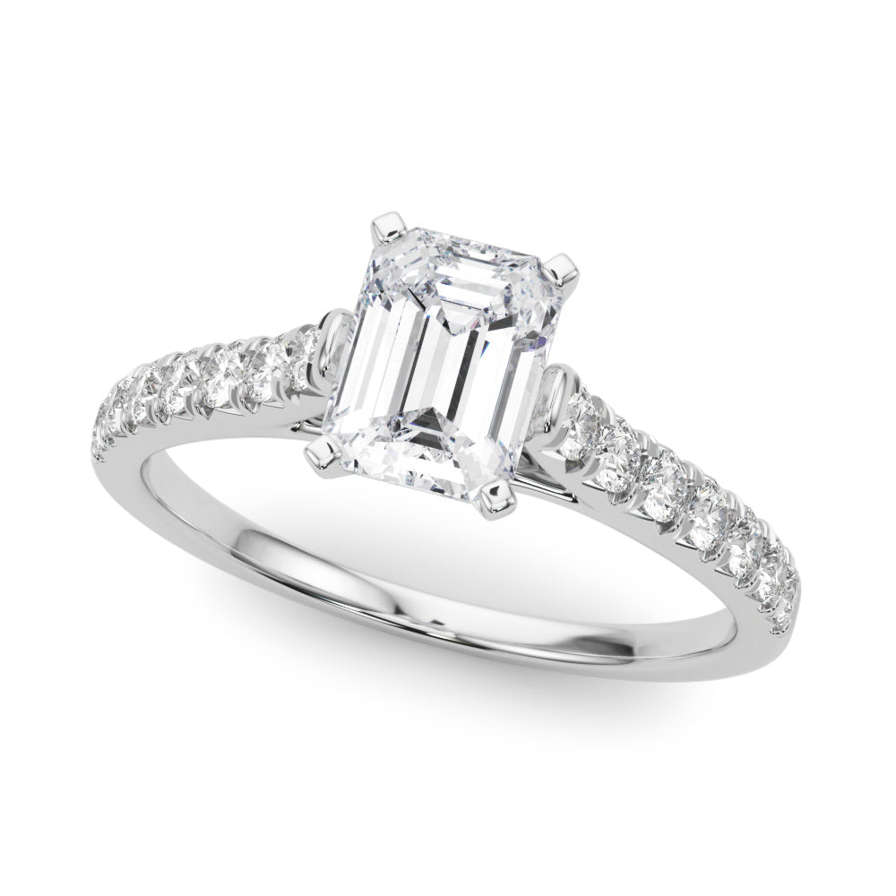 THE RICH CO - GIA LAB GROWN EMERALD CUT DIAMOND RING - WITH SHOULDER S